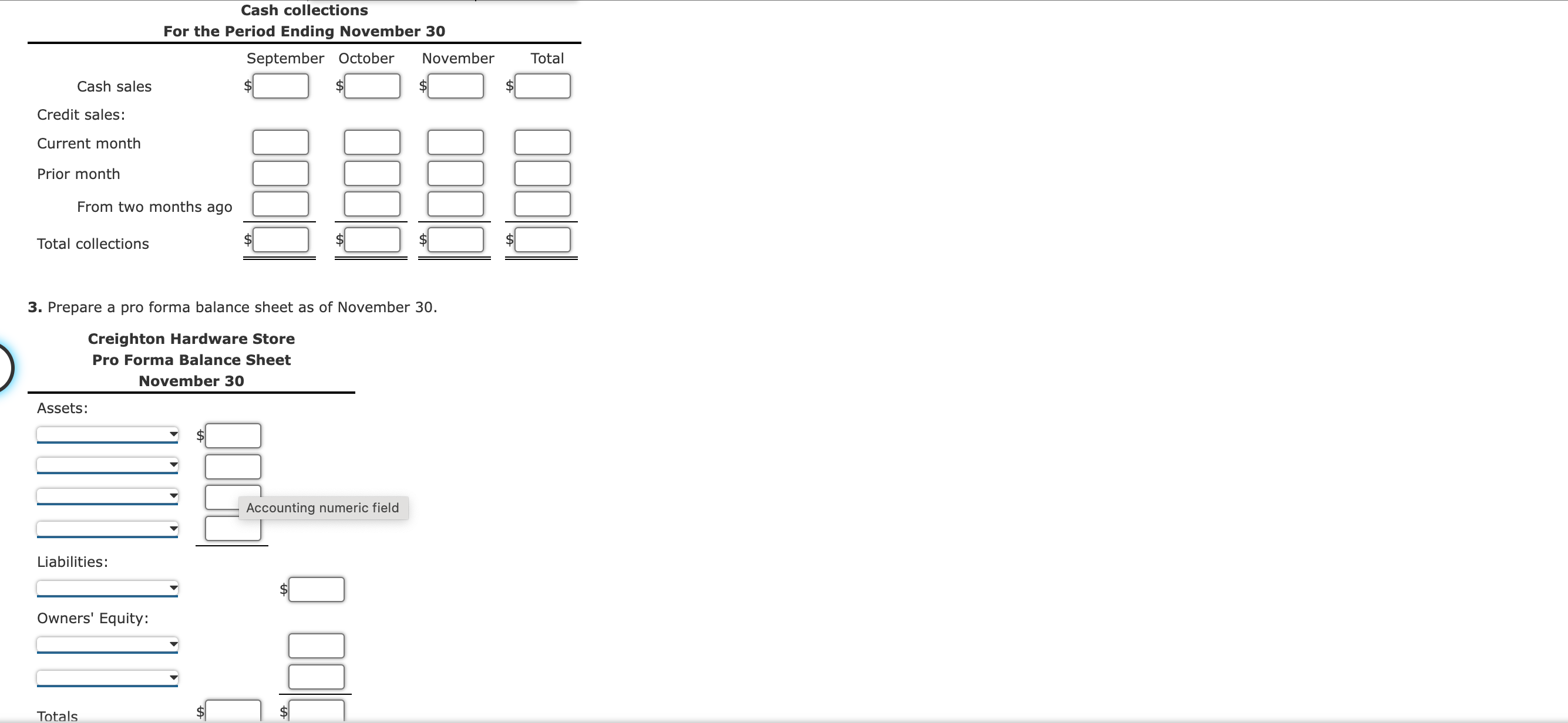 3 Prepare A Pro Forma Balance Sheet As Of November