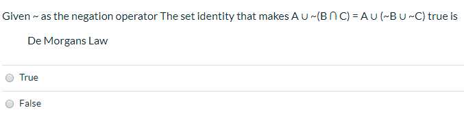 Solved Given as the negation operator The set identity that | Chegg.com
