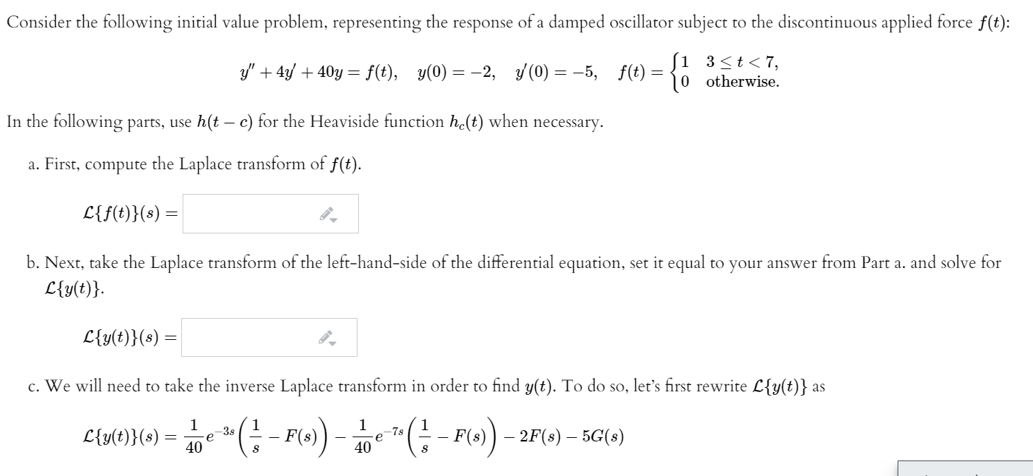 Solved Consider the following initial value problem, | Chegg.com