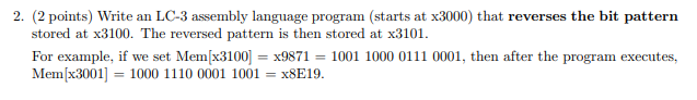 Solved 2 2 Points Write An Lc 3 Assembly Language 4569