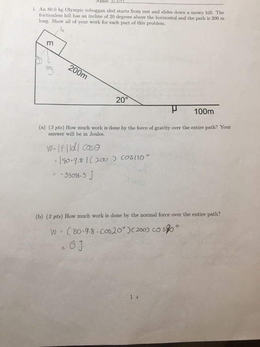 Solved l. An 80.0 kg Olympic toboggan sled starts from rest | Chegg.com