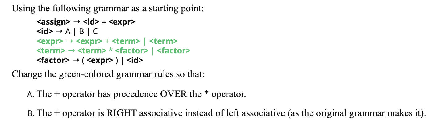Solved Using the following grammar as a starting point: