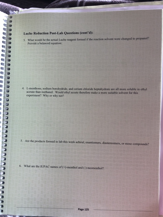 Solved Luche Reduction Post-Lab Questions (cont'd): 3. What | Chegg.com