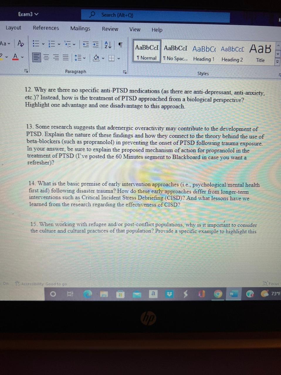 12. Why are there no specific anti-PTSD medications | Chegg.com