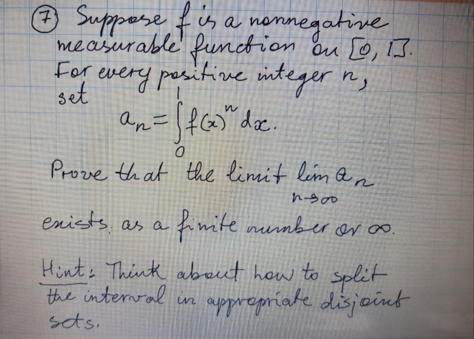 Solved (7) Suppose fis a nonnegative measurable function on | Chegg.com