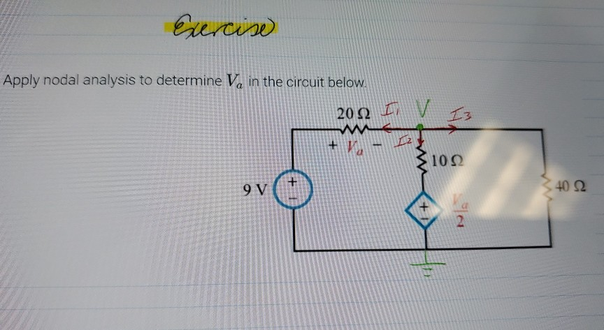 Solved Exercise Apply nodal analysis to determine Va in the | Chegg.com