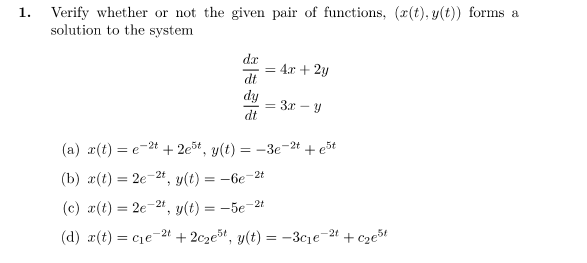 Solved Verify whether or not the given pair of functions, | Chegg.com