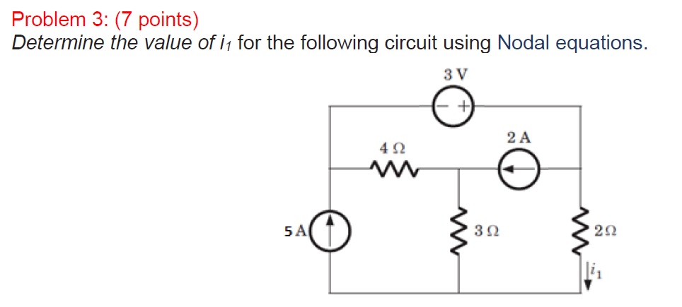 Solved Problem 3: (7 points) Determine the value of i1 for | Chegg.com