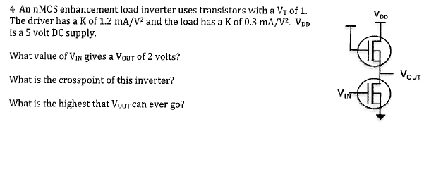Voo 4. An nMOS enhancement load inverter uses | Chegg.com