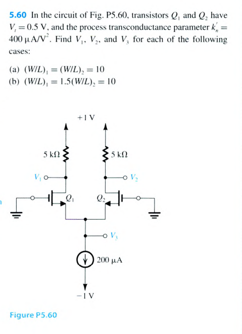 Solved 5.60 In the circuit of Fig. P5.60, transistors Q1 and | Chegg.com