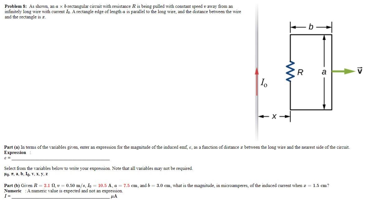 Solved Problem 8: As shown, an a×b rectangular circuit with | Chegg.com