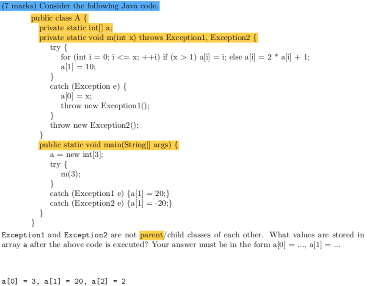Solved sider the following Java code. mar public class A | Chegg.com
