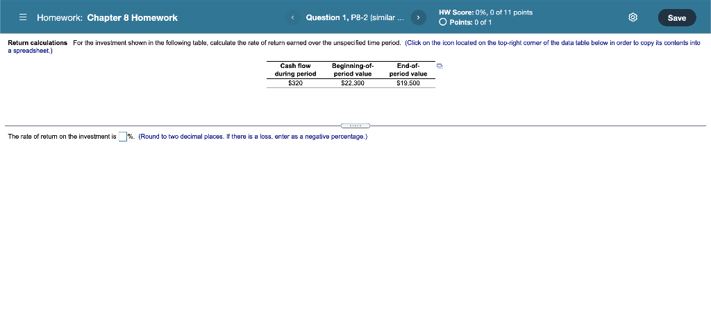 Solved = Homework: Chapter 8 Homework Question 1, P8-2 | Chegg.com
