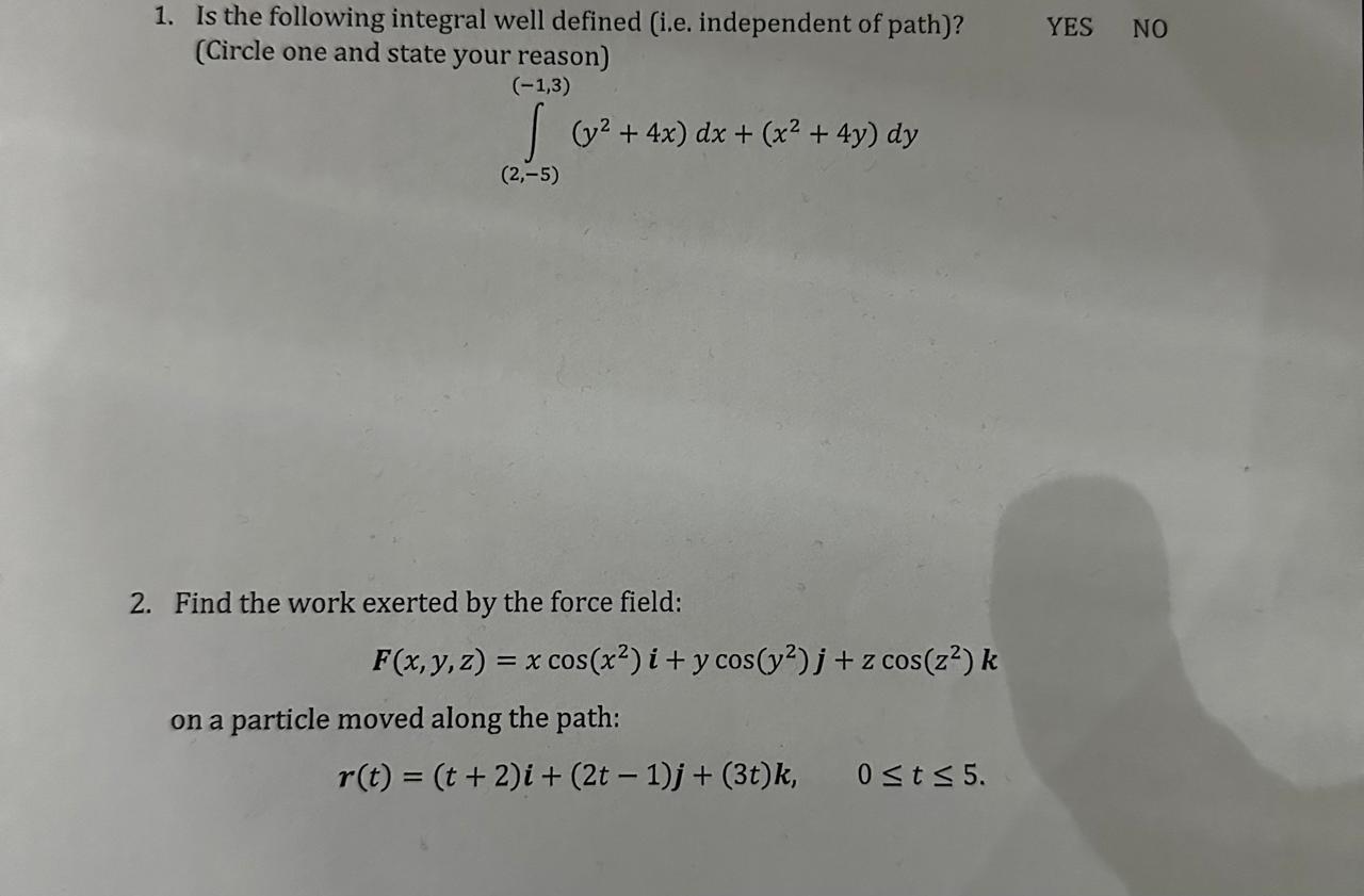 Solved Is ﻿the following integral well defined (i.e. | Chegg.com