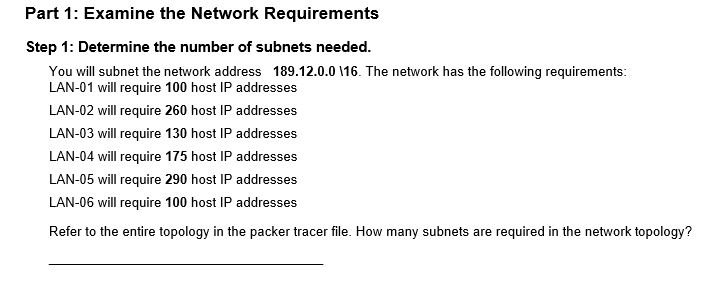 Part 1: Examine the Network Requirements Step 1: | Chegg.com