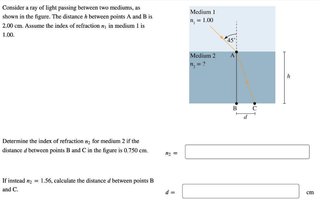 Solved Medium 1 Consider a ray of light passing between two | Chegg.com