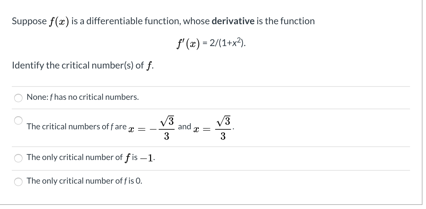 Solved Suppose f(x) is a differentiable function, whose | Chegg.com