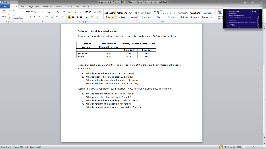 Solved Win Assignment 4 - Summer 2021 - Microsoft Word | Chegg.com