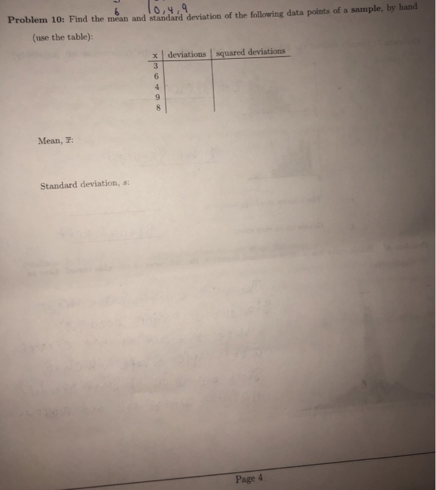 Solved Problem 10: Find the mean and standard deviation of | Chegg.com