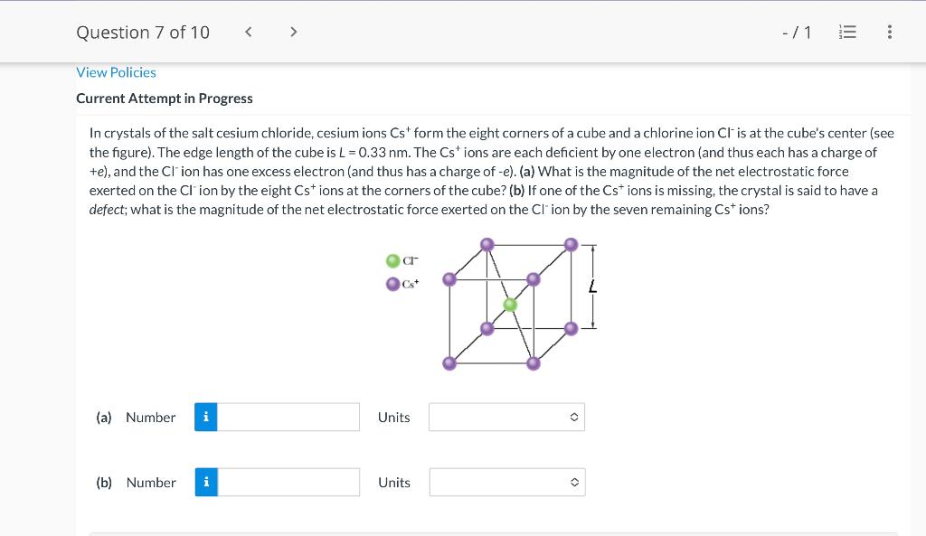 Solved In crystals of the salt cesium chloride, cesium ions | Chegg.com