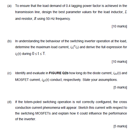 Solved 2 The inductive load inverter circuit in FIGURE Q2a | Chegg.com