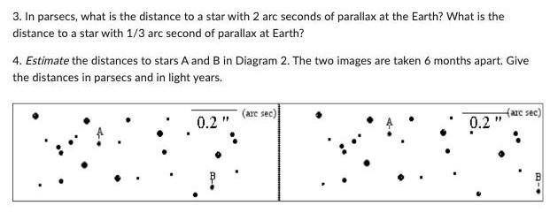 Solved 3. In parsecs, what is the distance to a star with 2 | Chegg.com