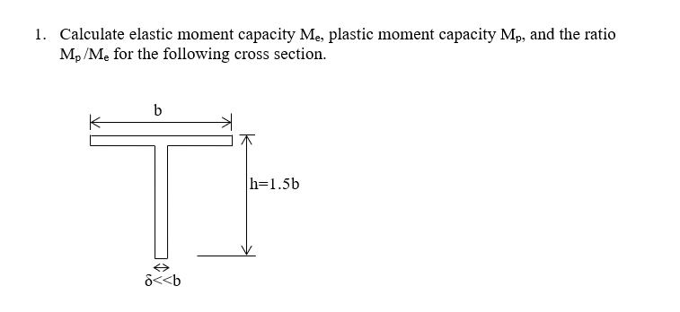 Solved 1. Calculate elastic moment capacity Me, plastic | Chegg.com