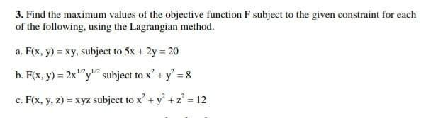 Solved 3. Find the maximum values of the objective function | Chegg.com