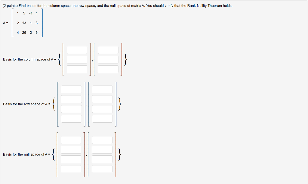 Solved (1 point) Suppose that A is a 4 x 9 matrix that has | Chegg.com