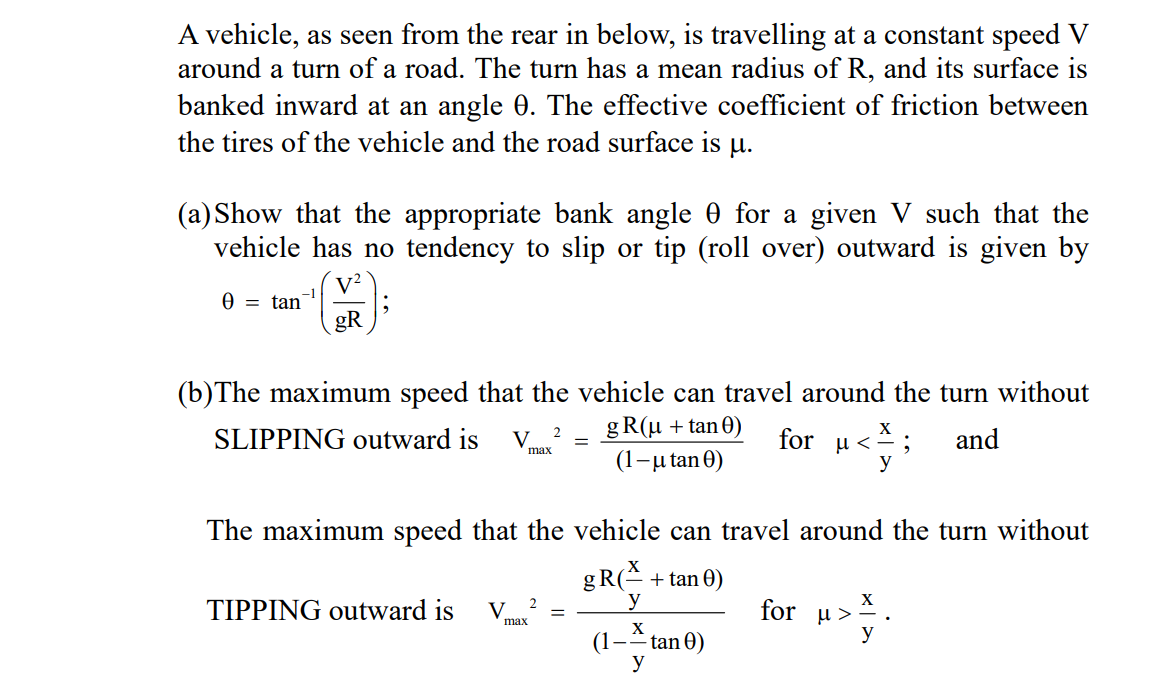 Solved mean radius of turn =R constant speed of van =V | Chegg.com