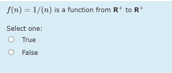 Solved f(n)=1n ﻿is a function from R+to R+Select | Chegg.com