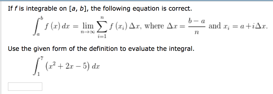 Solved If f is integrable on [a, b], the following equation | Chegg.com