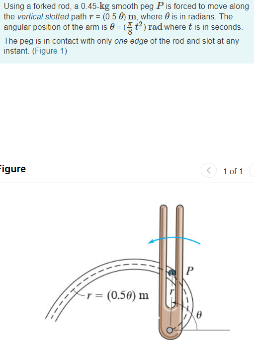 Solved Using a forked rod, a 0.45-kg smooth peg P is forced | Chegg.com