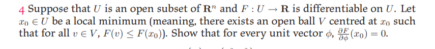 Solved 4 Suppose that U is an open subset of Rn and F:U→R is | Chegg.com