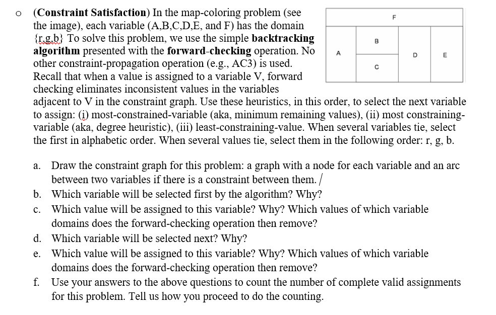 o А (Constraint Satisfaction) In the map-coloring | Chegg.com