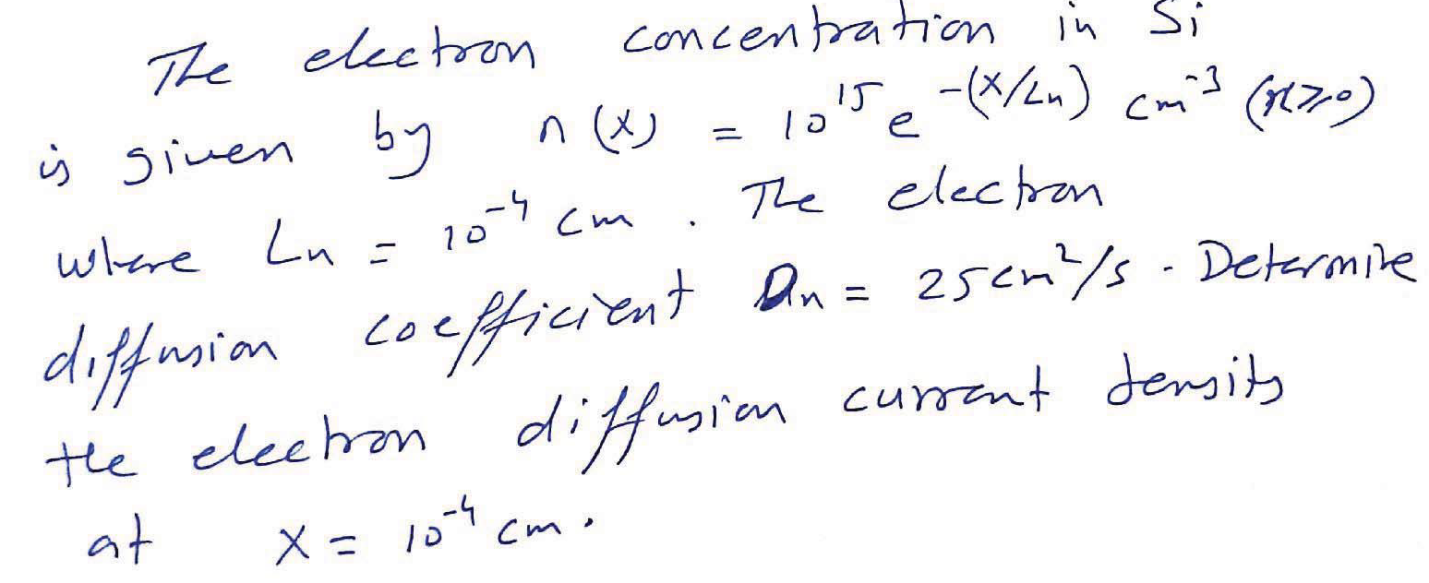 Solved е = cm - The electron concentration in Si is siven by | Chegg.com