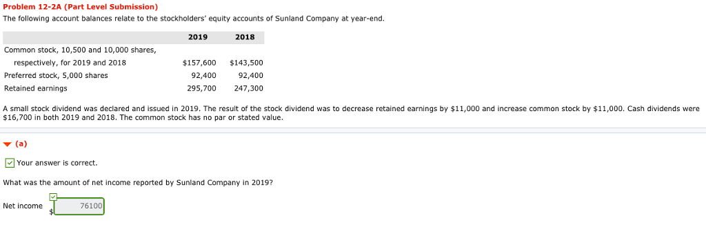 Solved Problem 12-2A (Part Level Submission) The following | Chegg.com