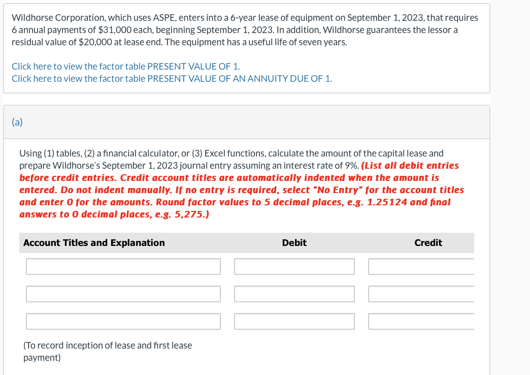 Solved Wildhorse Corporation, which uses ASPE, enters into a | Chegg.com