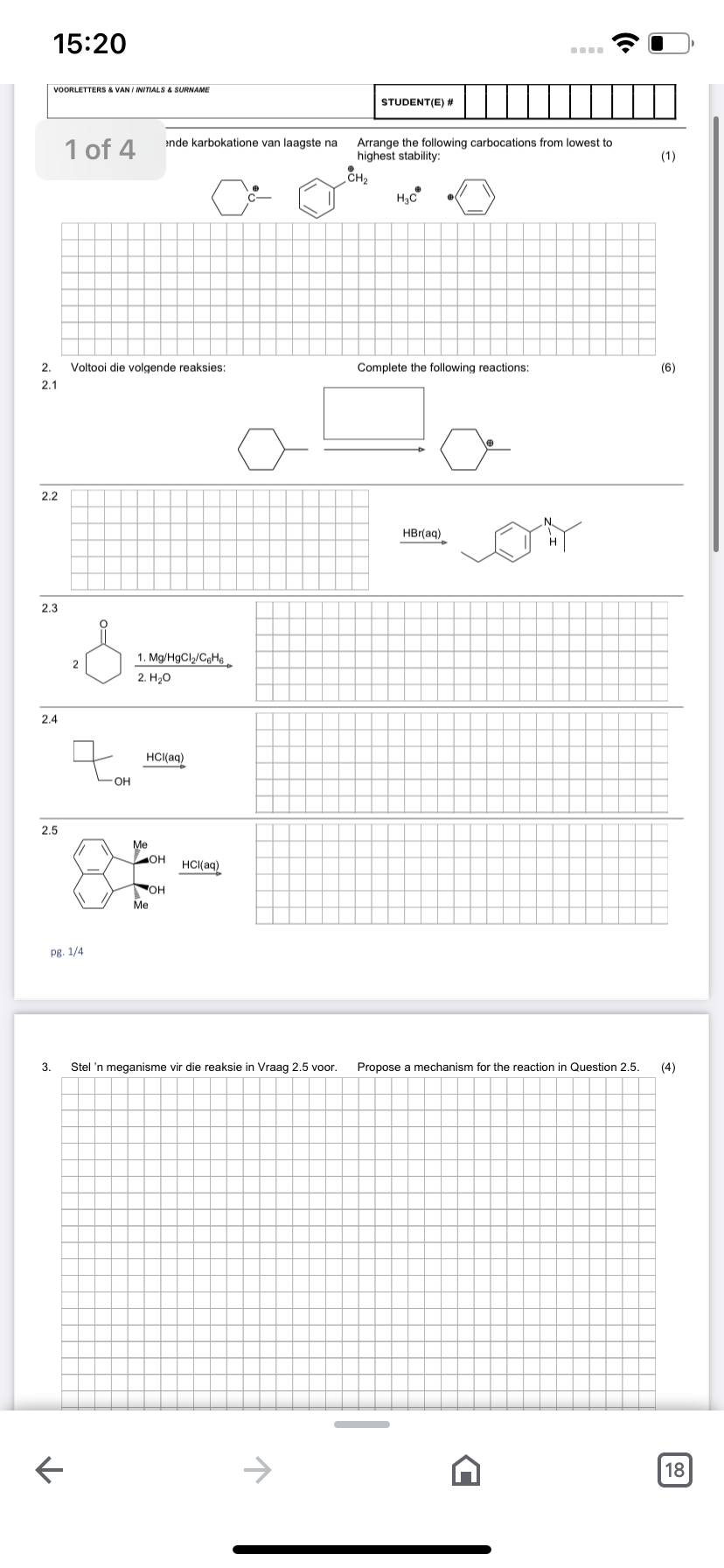Solved pg. 1/4 3. Stel ' n meganisme vir die reaksie in | Chegg.com