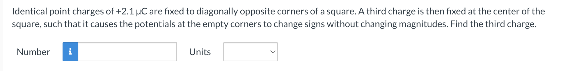 Solved Identical point charges of +2.1μC are fixed to | Chegg.com