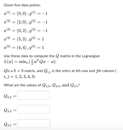 Solved Given five data points: | Chegg.com