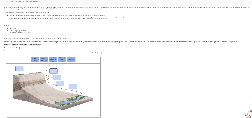 Solved Part B - Identifying Mass Movement Types The four | Chegg.com