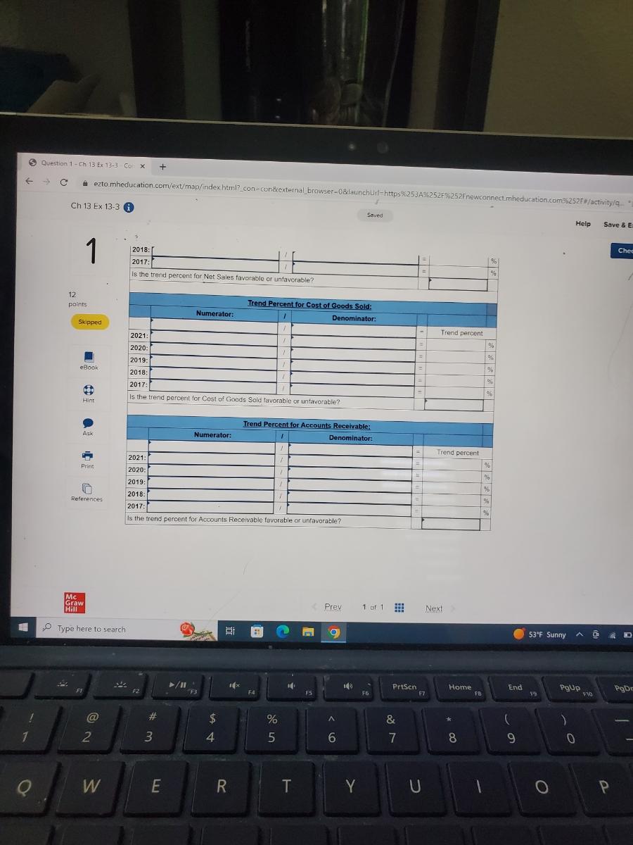 Solved Exercise 13-3 (Algo) Computing and analyzing trend | Chegg.com