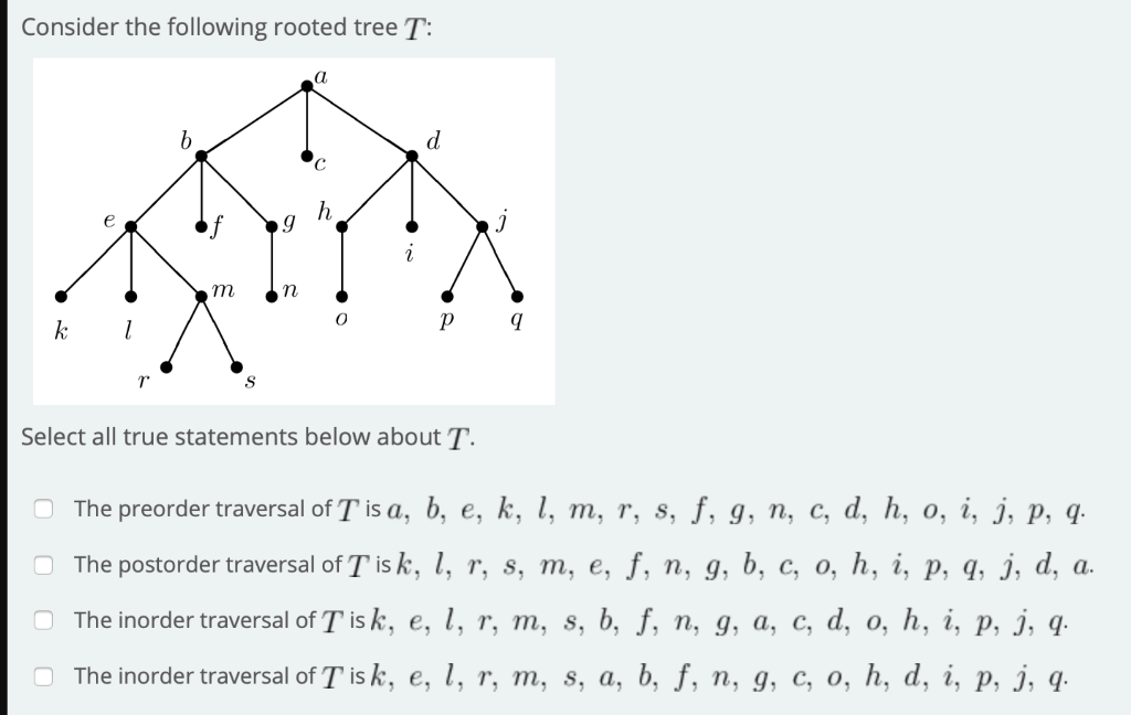 Solved Consider the following rooted tree T: a d c g m n 0 k | Chegg.com