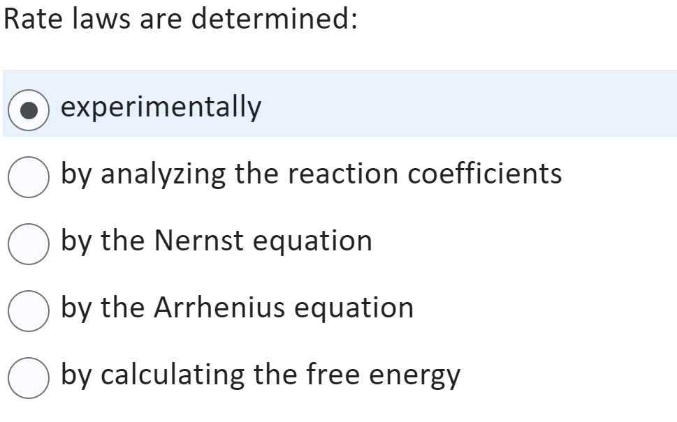 Solved Rate laws are determined: experimentally by analyzing | Chegg.com