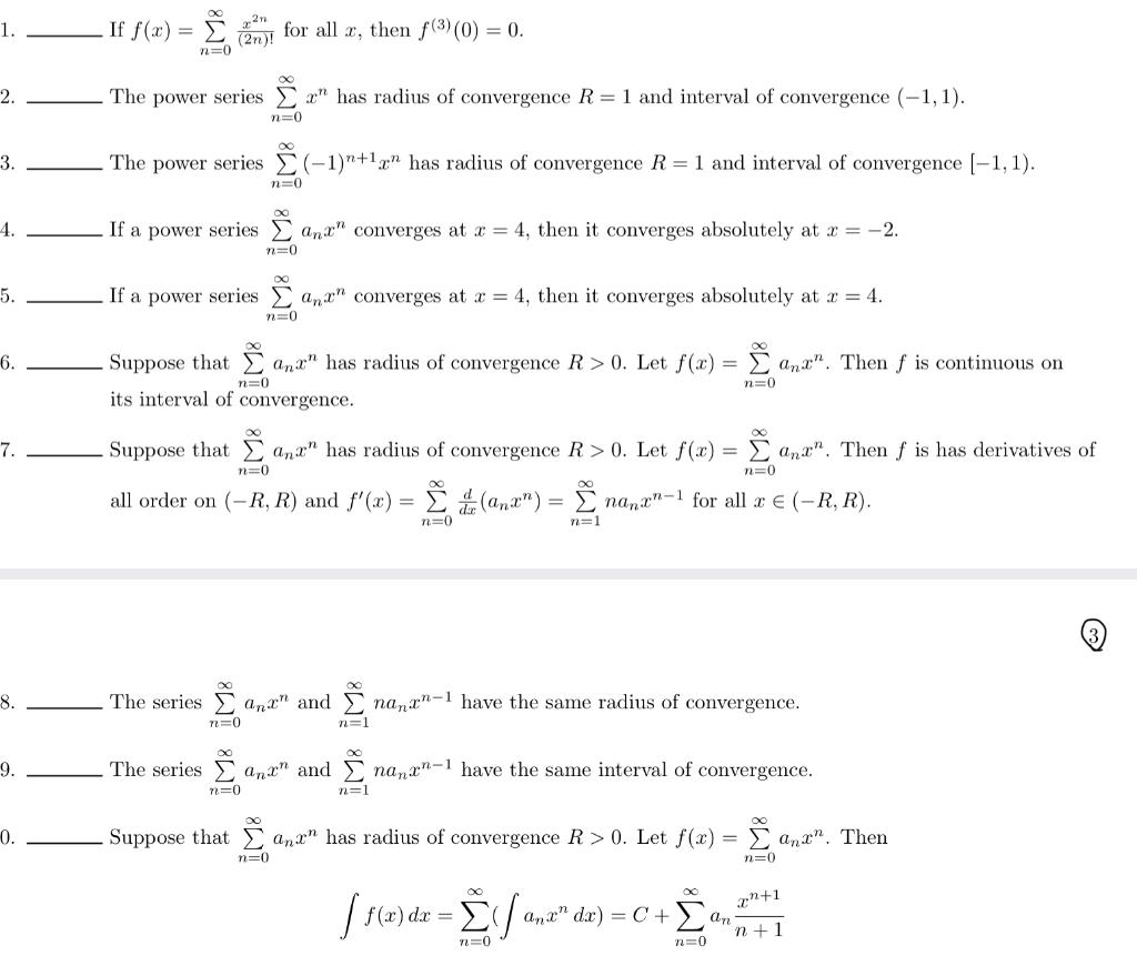 Solved True or False ( Please provide explanations to help | Chegg.com