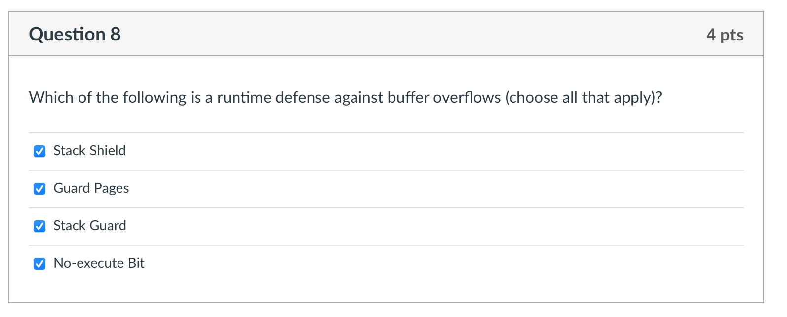 Solved Which of the following is a runtime defense against | Chegg.com