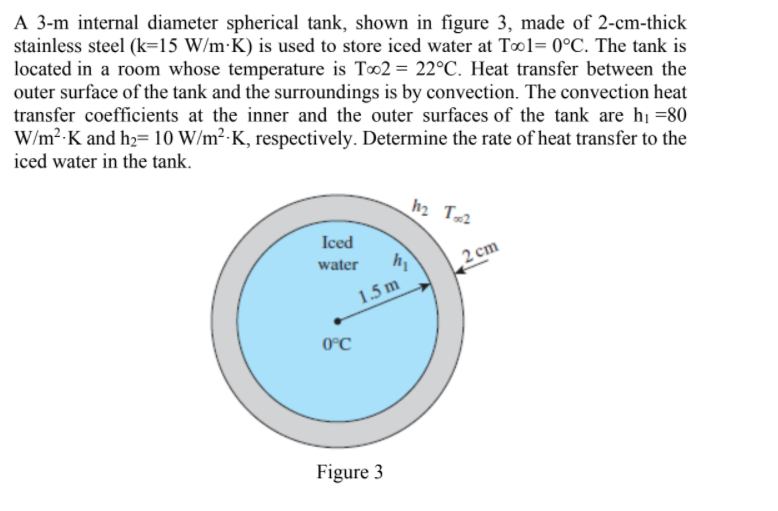Solved A 3-m internal diameter spherical tank, shown in | Chegg.com