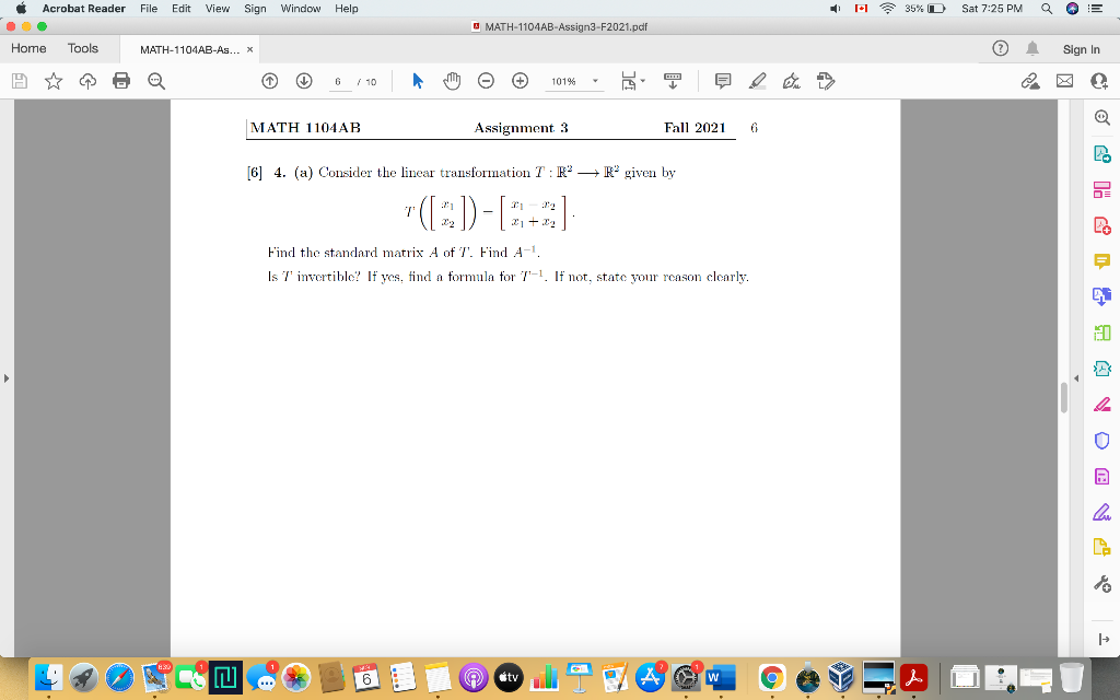 Acrobat Reader File Edit View Sign Window Help 1.1 | Chegg.com
