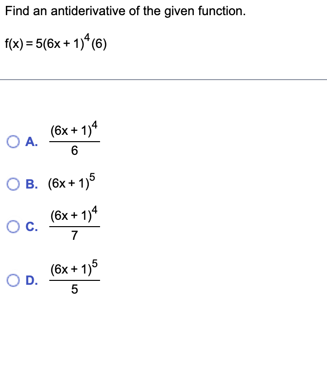 Solved Find an antiderivative of the given function. | Chegg.com